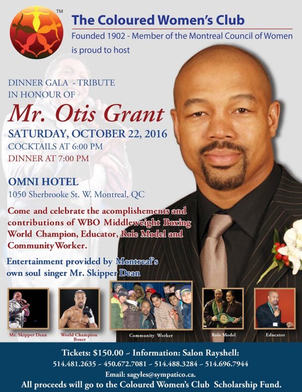 Tribute For Otis Grant At Montreal Fundraising Dinner